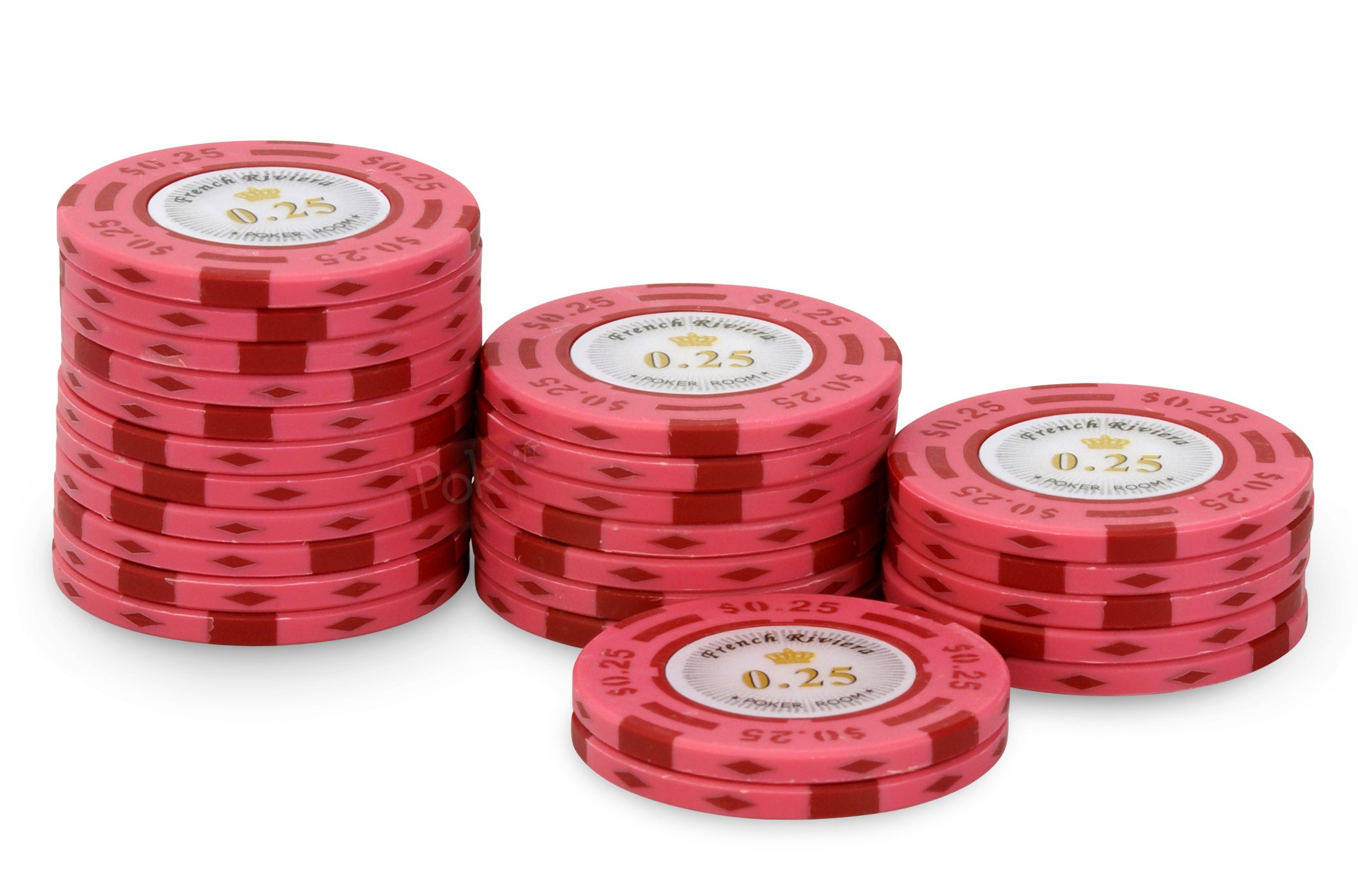 Rouleau de 25 jetons de poker French Riviera 0,25